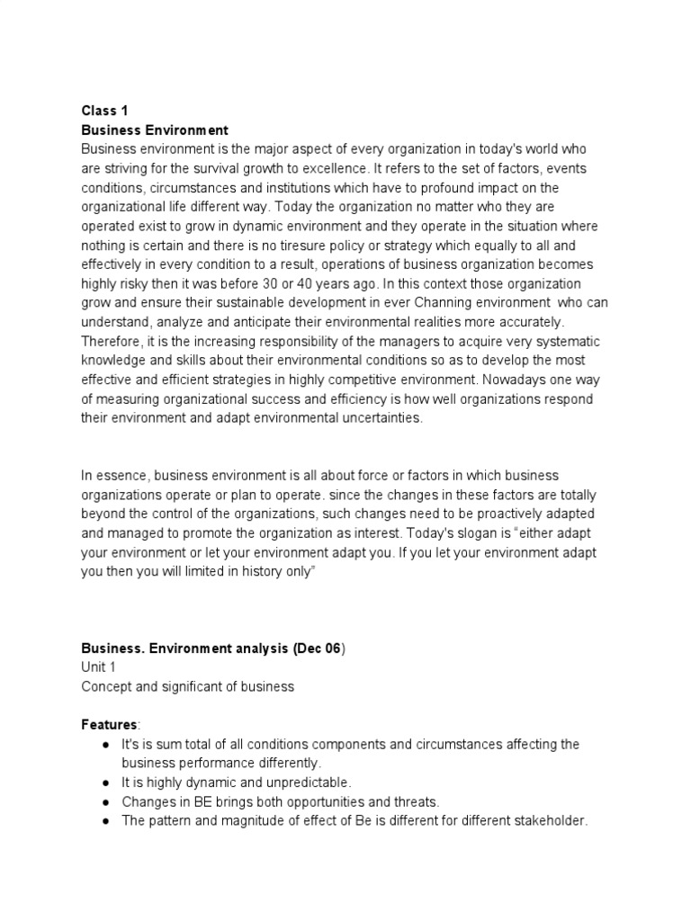 Business Environment Notes | PDF | Strategic Management | Economies