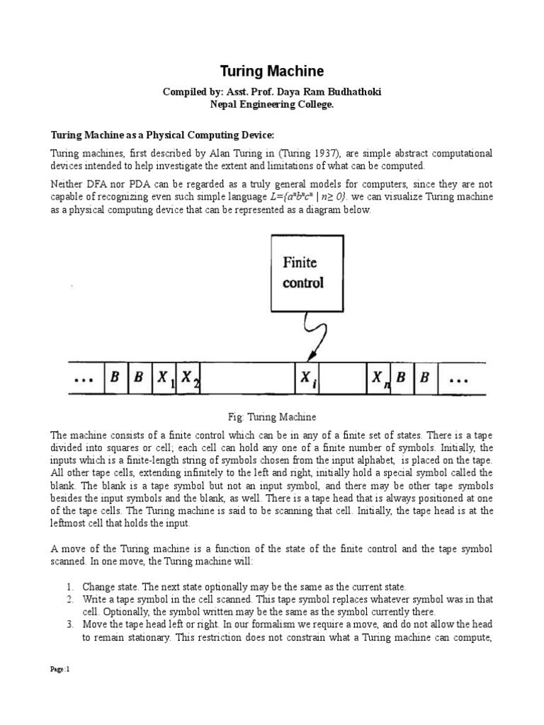 Turing Machine PDF | Download Free PDF | Algorithms | Computer Program
