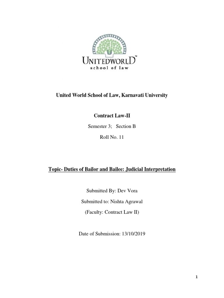 Duties of Bailor and Bailee Explained | PDF | Negligence | Ownership