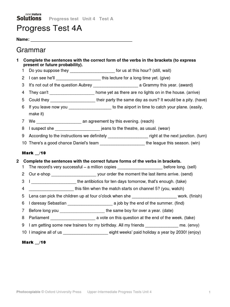 NMS Progress Test Unit 04 A | PDF | Voting | Elections