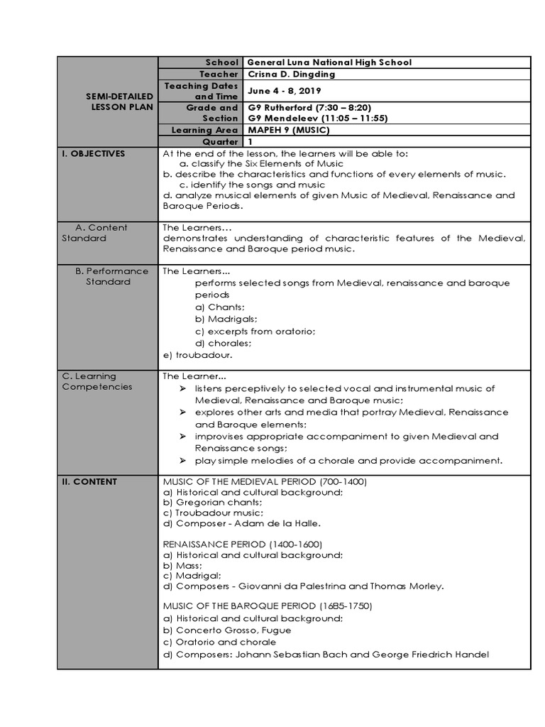 Analyzing the Musical Elements of Medieval, Renaissance, and Baroque ...