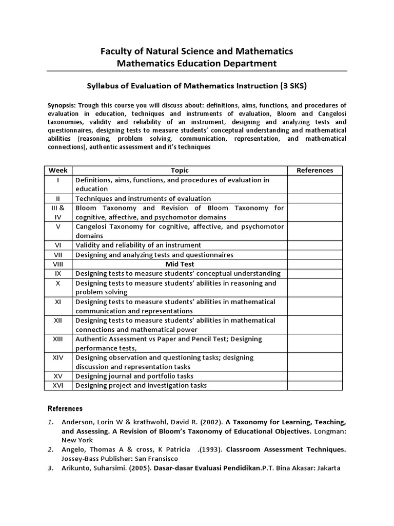 Evaluation of Mathematics Instruction | PDF | Educational Assessment ...