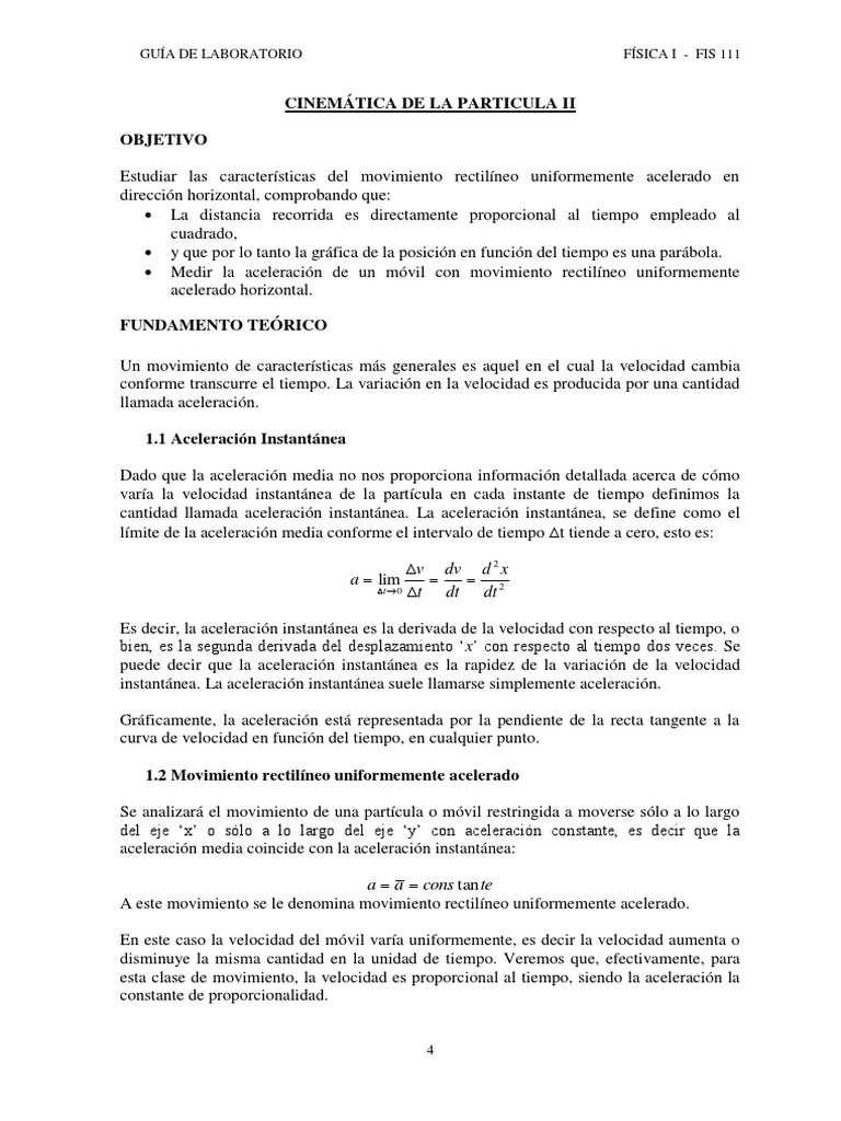 Fisica I - Practica Nro. 2 - Cinematica II PDF | PDF | Aceleración ...