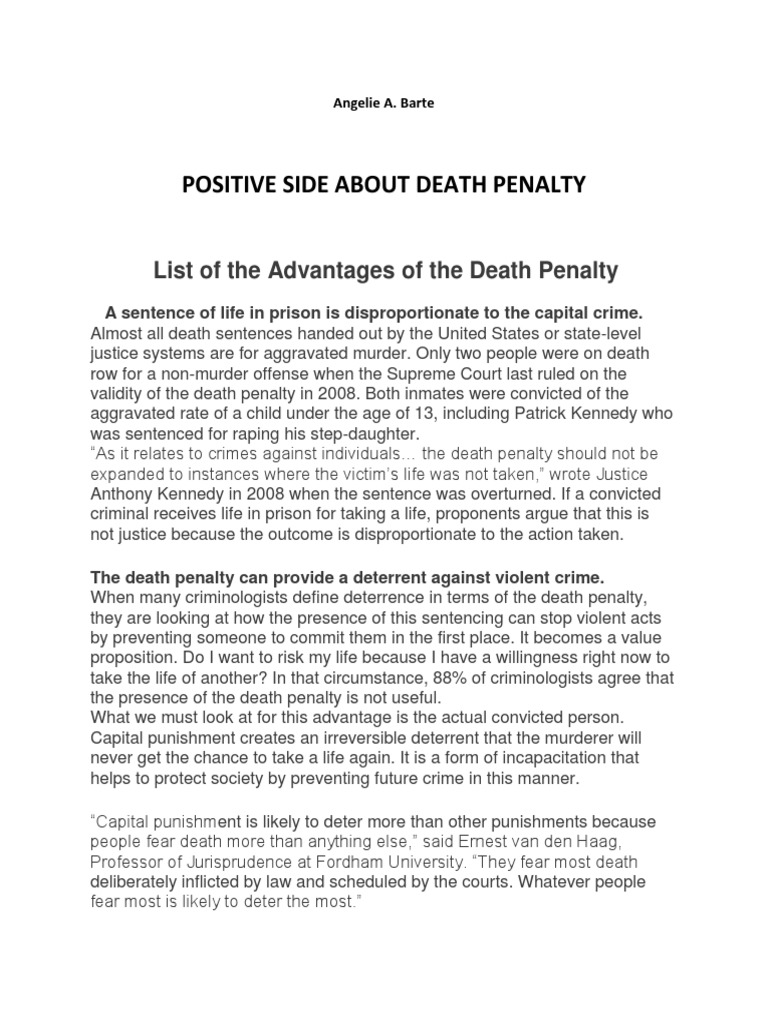 Positive Side About Death Penalty: List of The Advantages of The Death ...