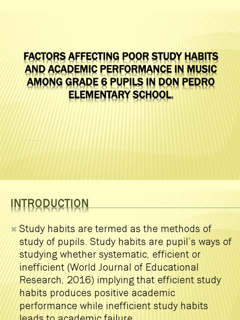 Factors Affecting Poor Study Habits and Academic Performance | PDF ...