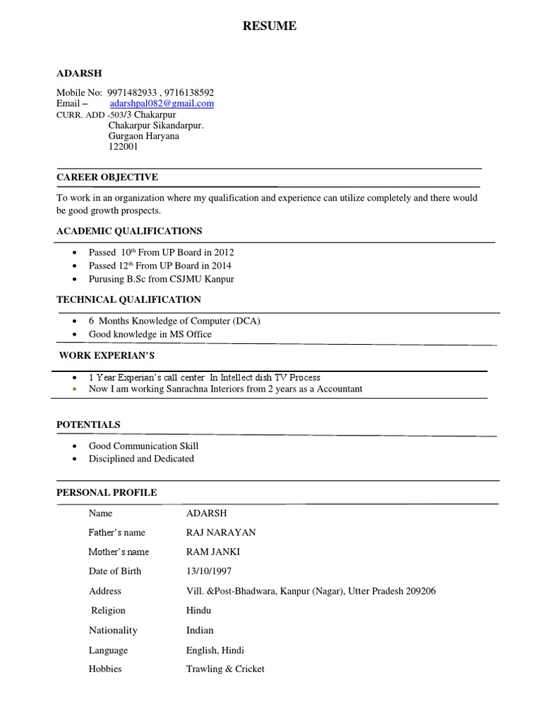 Adarsh's Professional Resume 2023 | PDF