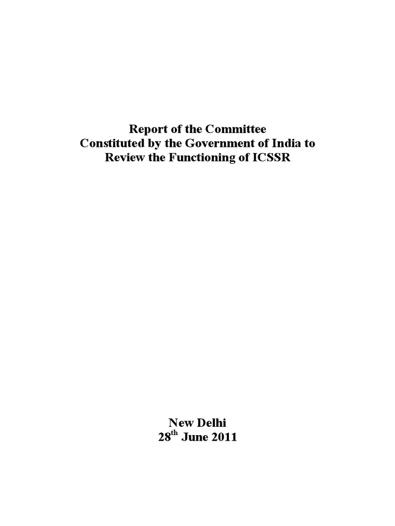 Final Report ICSSR | PDF | Social Science | Justification
