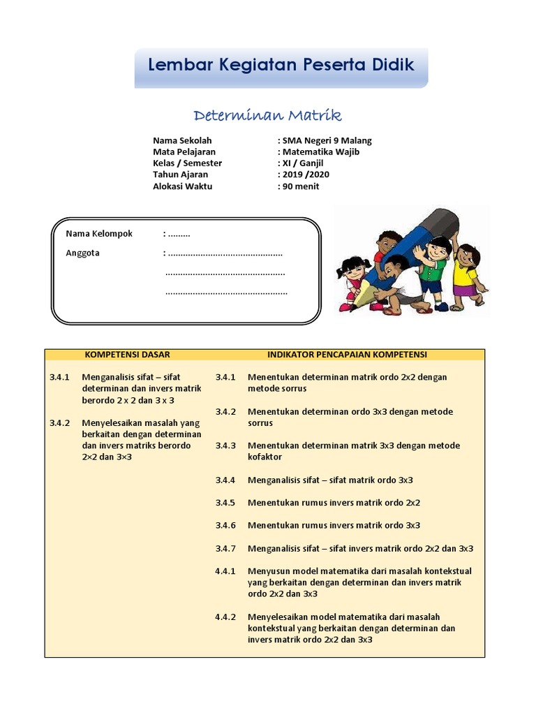 LKPD Determinan 3x3 | PDF