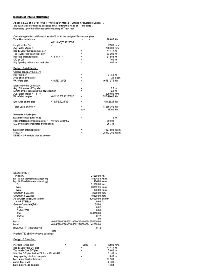 Intake Structure Design | Download Free PDF | Economic Sectors ...