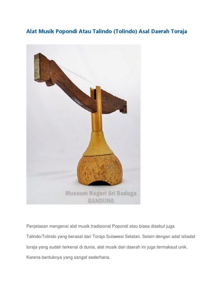 Alat Musik Popondi Atau Talindo | PDF