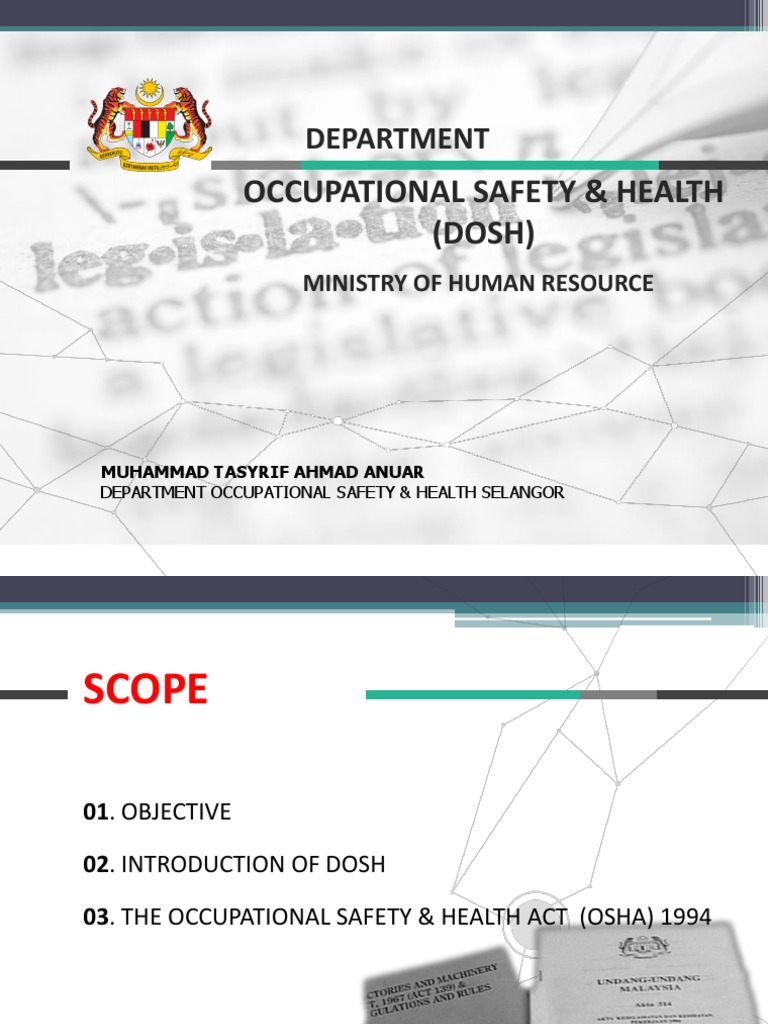 Occupational Safety & Health (DOSH) : Department | PDF | Occupational ...