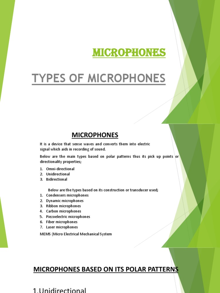 Microphones Presentation | PDF | Microphone | Sound Technology