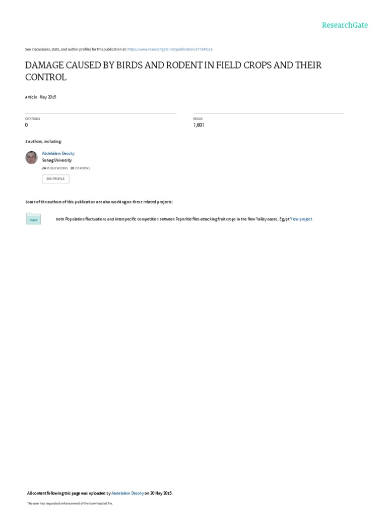 Damage Caused by Birds and Rodent in Field Crops and Their - Libre ...