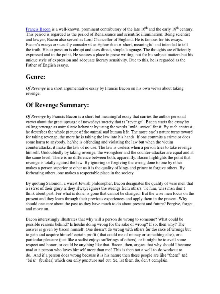 Of Revenge | PDF | Revenge | Francis Bacon