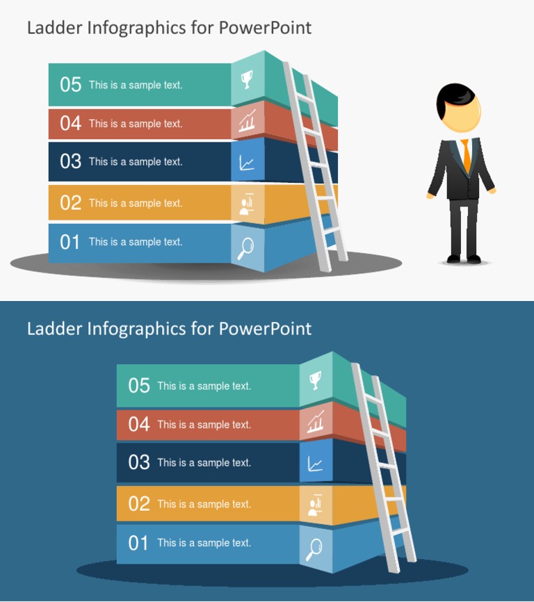 Ladder Infographics For Powerpoint: This Is A Sample Text | PDF