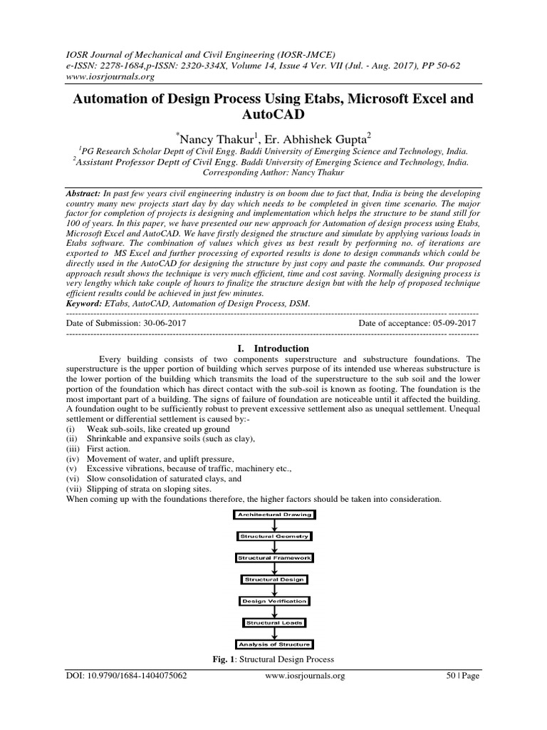 Automation of Design Process Using Etabs, Microsoft Excel and AutoCAD ...
