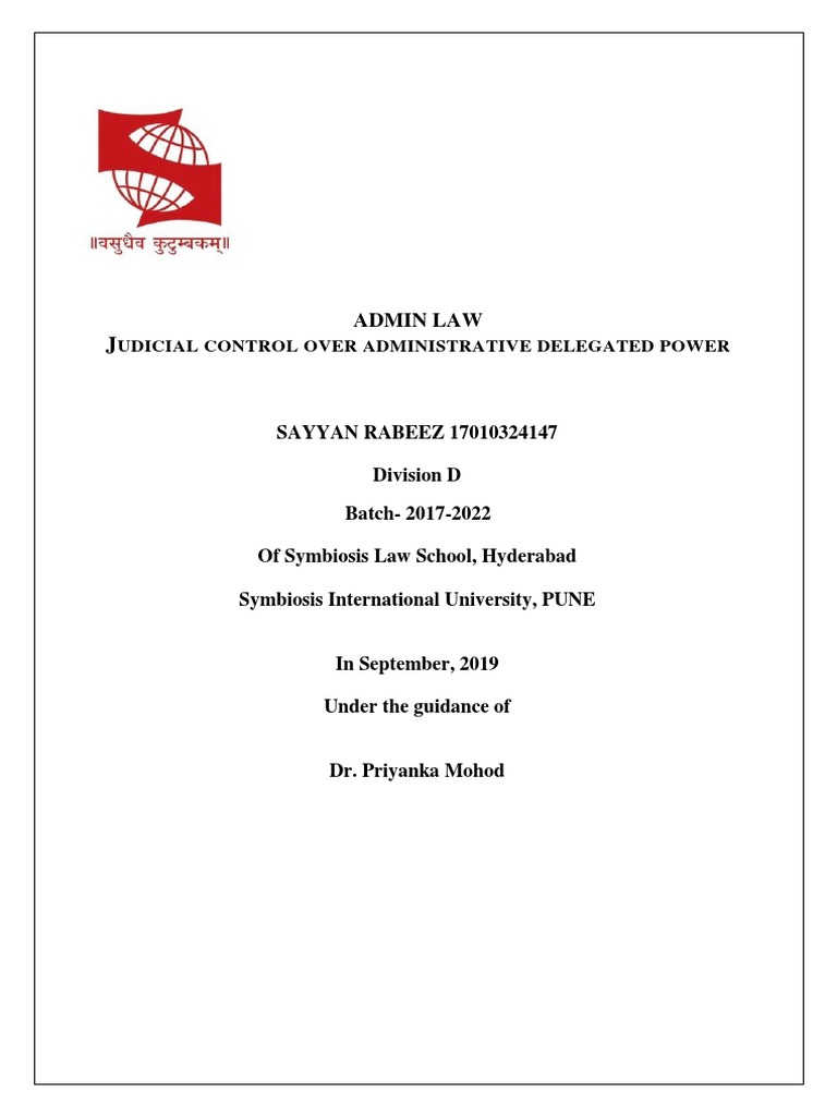Judicial Control of Administrative Power | PDF | Office Of Management ...