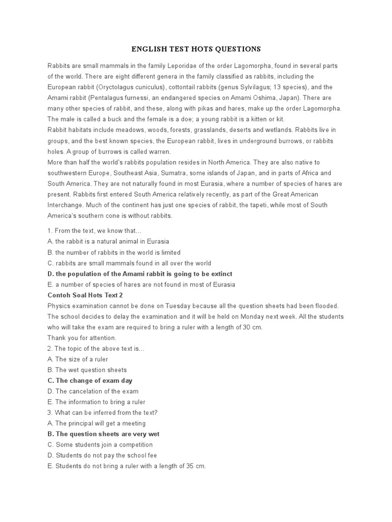 English Test Hots Questions | PDF | Hypertension | Vasodilation