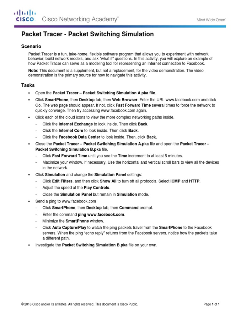 1.3.3.5 Packet Tracer - Packet Switching Simulation | PDF | Computer ...