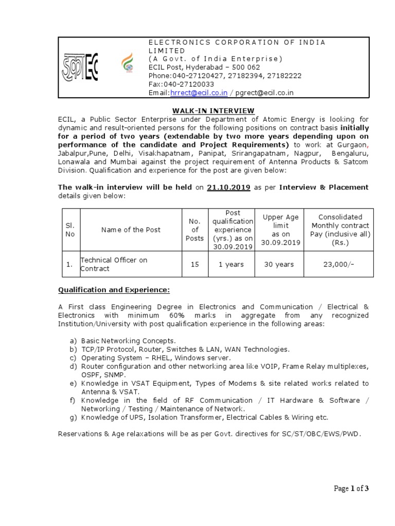 ECIL Notice Form 13 10 | PDF | Router (Computing) | Computer Network