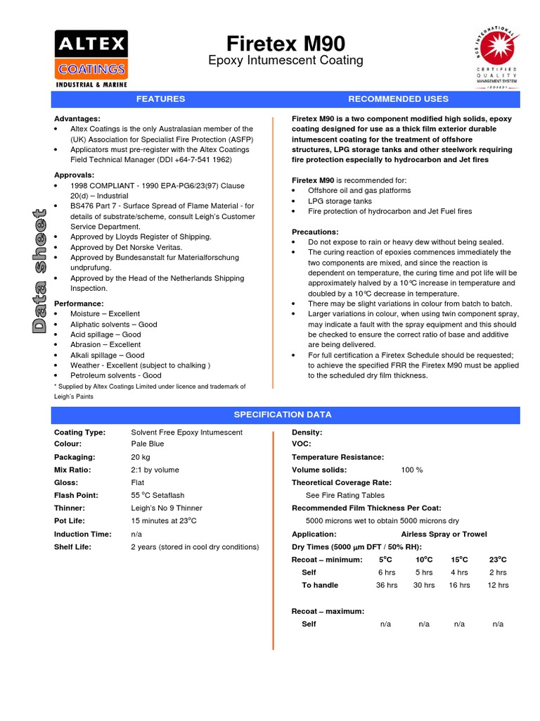 Firetex M90: Epoxy Intumescent Coating | PDF | Epoxy | Paint
