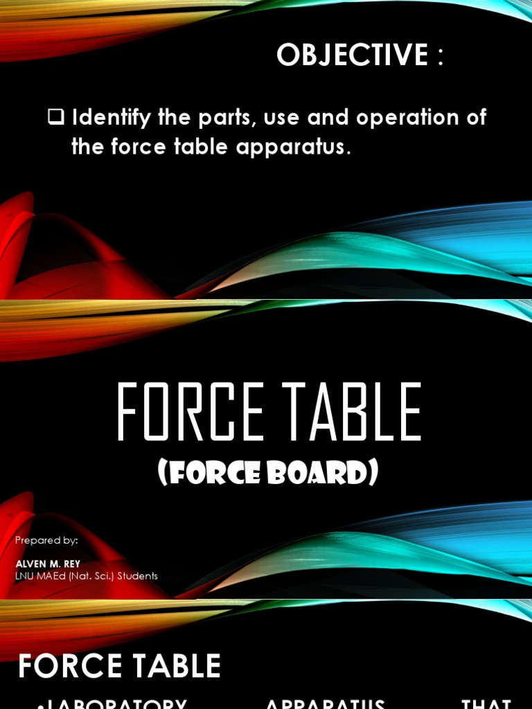 Identify The Parts, Use and Operation of The Force Table Apparatus | PDF