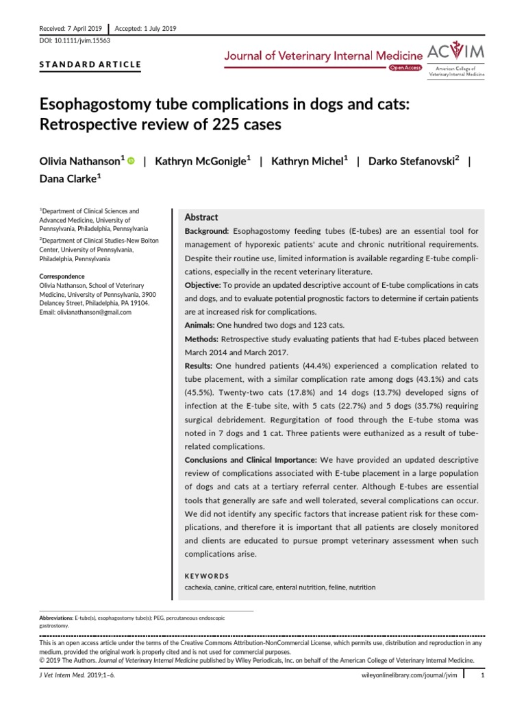 Esophagostomy Tube Complications in Dogs and Cats | PDF | Antimicrobial ...