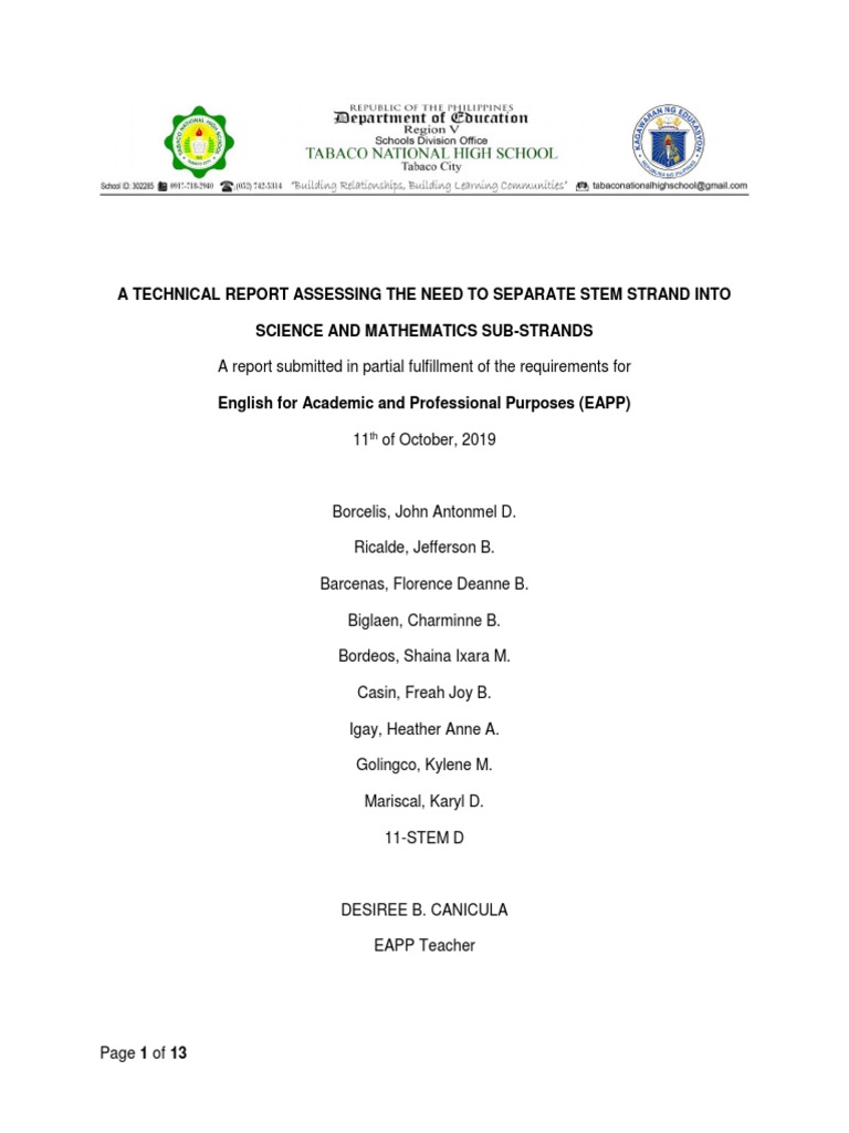 A Technical Report Assessing The Need To Separate Stem Strand Into ...