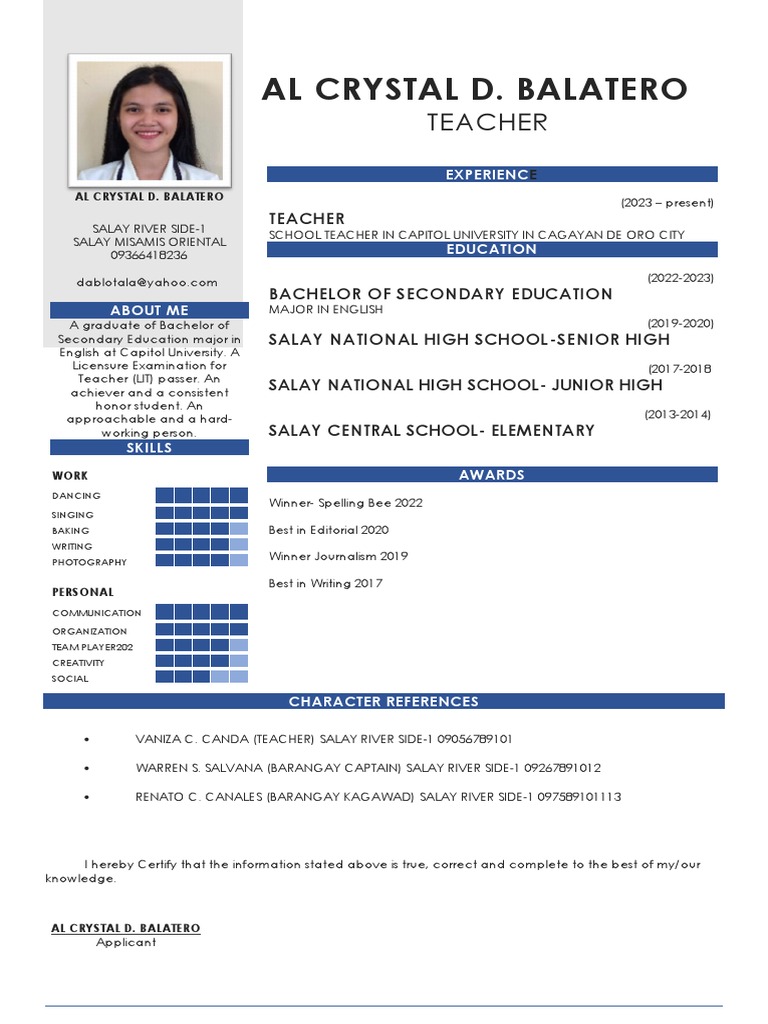 Balatero, Crystal Resume | PDF