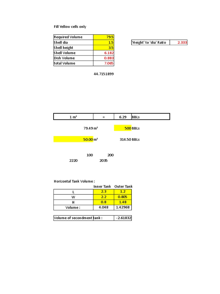 Volume Calculation For Pressure Vessel | PDF