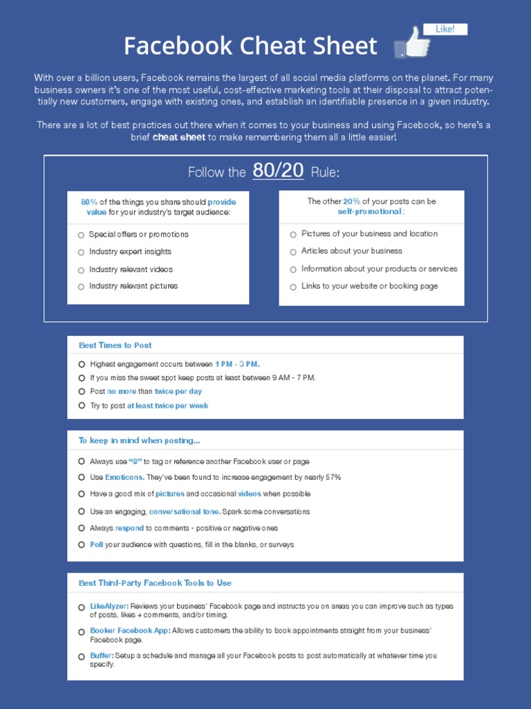 Facebook Cheat Sheet: Follow The Rule | PDF | Facebook | Social Media
