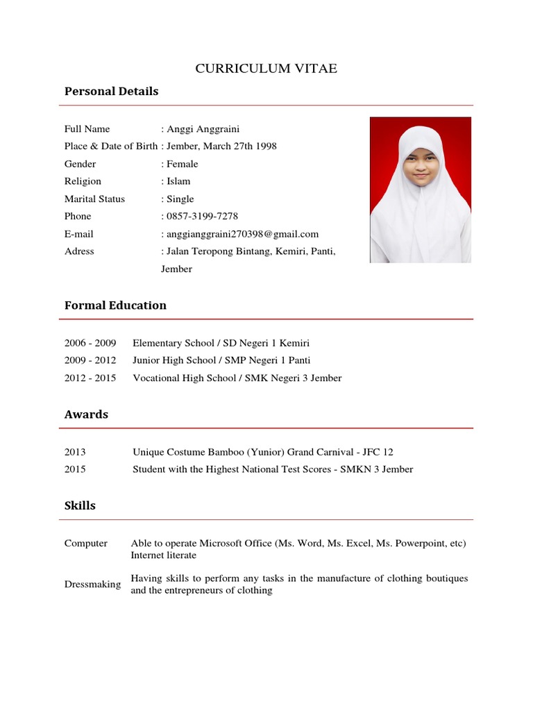 Curriculum Vitae Anggi Angg | PDF