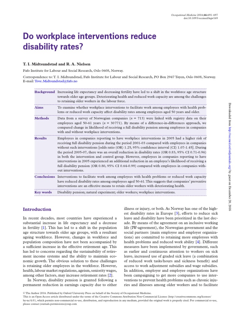 Occup Med Lond - Do Workplace Interventions Reduce Disability Rates ...