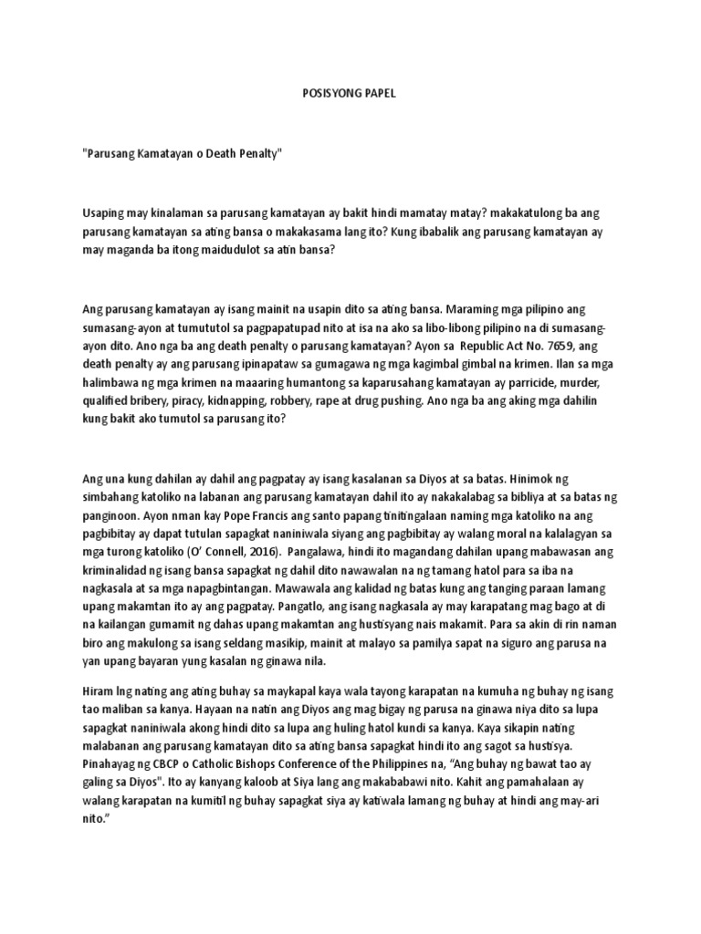 Posisyong Papel Example | PDF