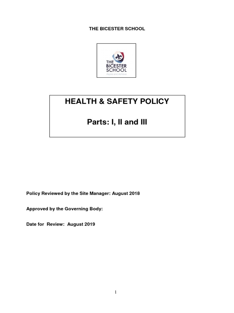 Health and Safety Policy 2018 | PDF | Occupational Safety And Health | Risk Assessment