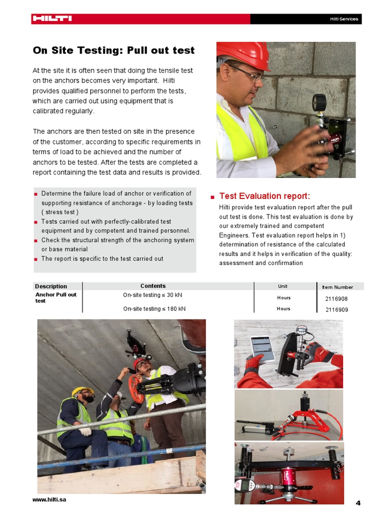 Tensile Pull Out Test by HILTI | PDF