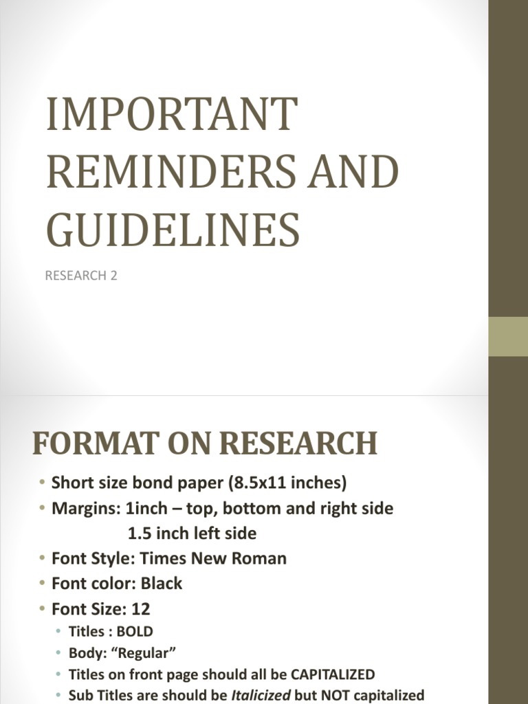 Important Reminders and Guidelines: Research 2 | PDF | Research Methods ...