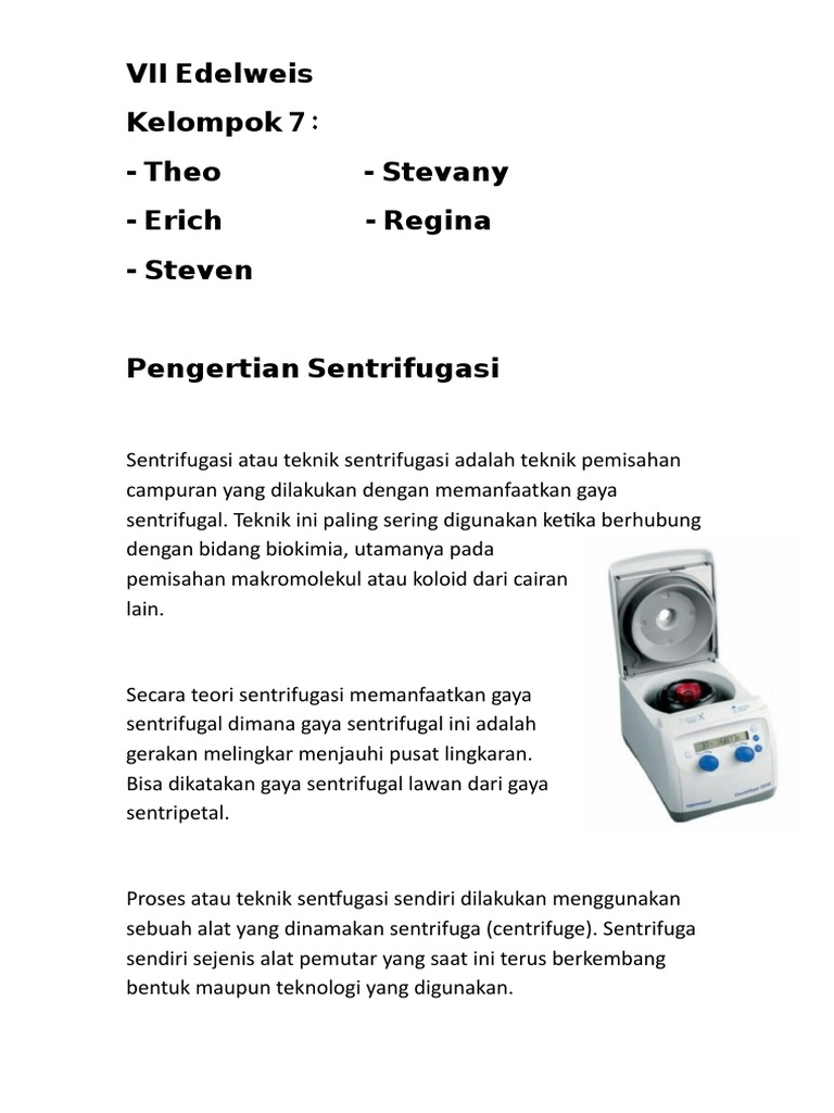 Pengertian Sentrifugasi | PDF