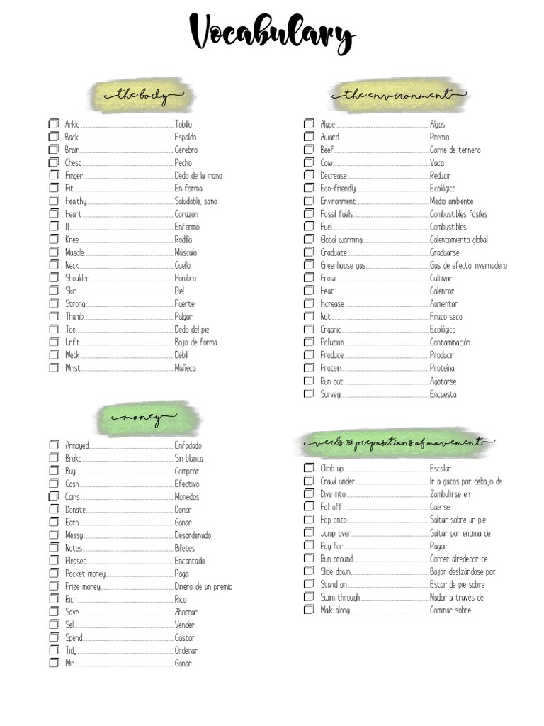 Vocabulary | PDF | Naturaleza