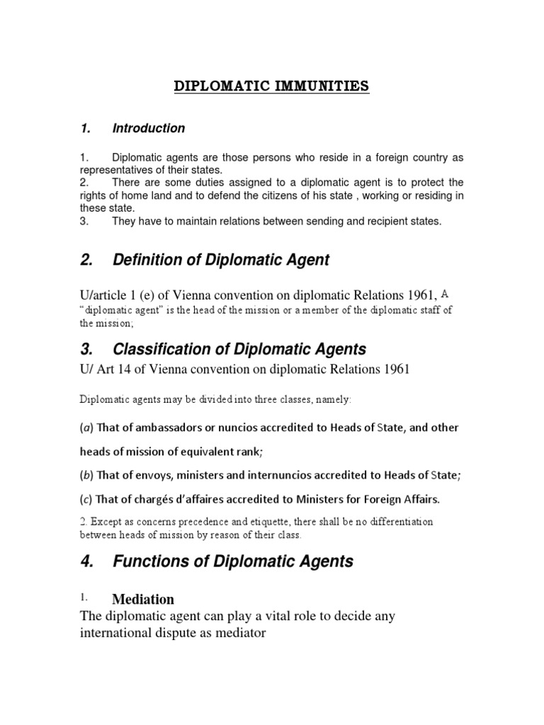 Definition of Diplomatic Agent | PDF | Diplomatic Rank | Public Sphere