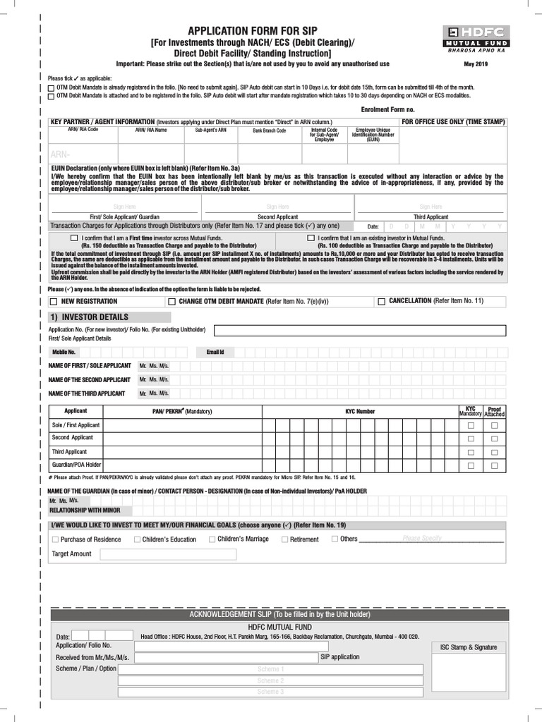 SIP Form Debt | PDF | Cheque | Service Industries