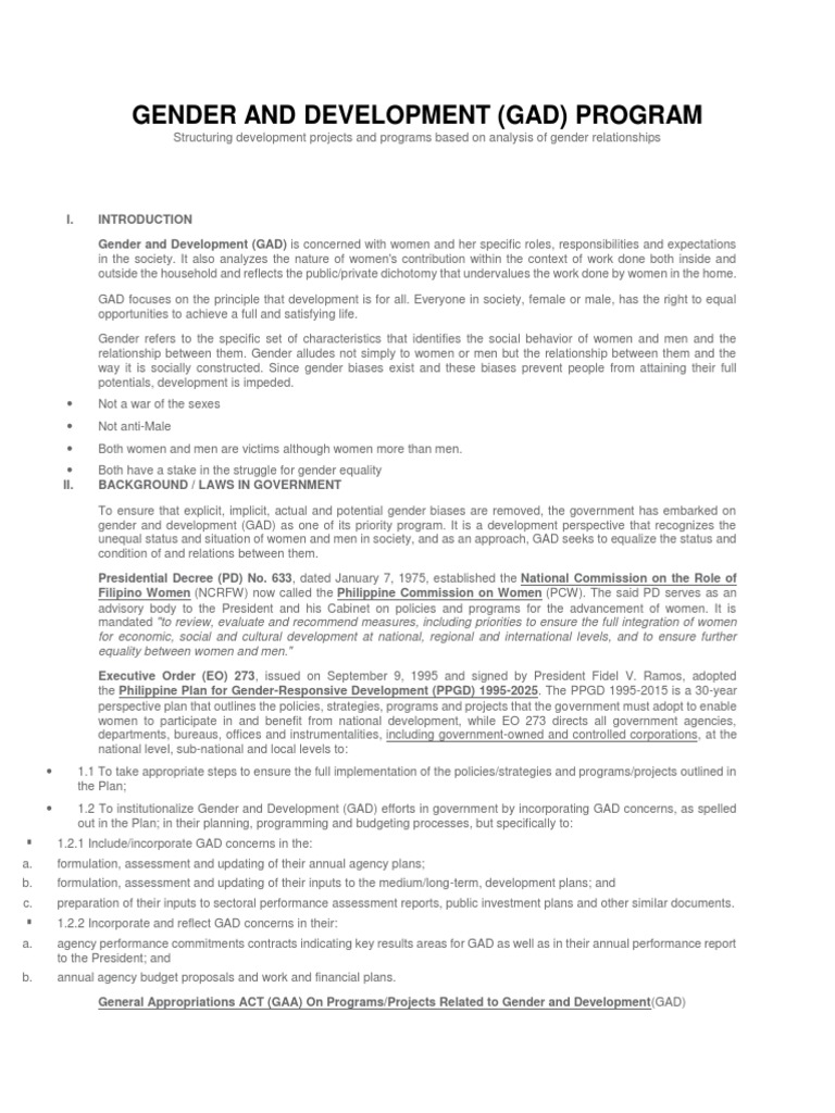 Gender and Development (Gad) Program | Download Free PDF | Gender And Development | Gender