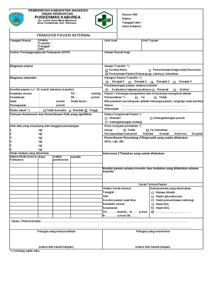 Transfer Pasien Internal Kaburea | PDF