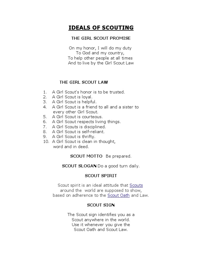Ideals of Scouting: The Girl Scout Promise | PDF | Scouting | Youth Movements
