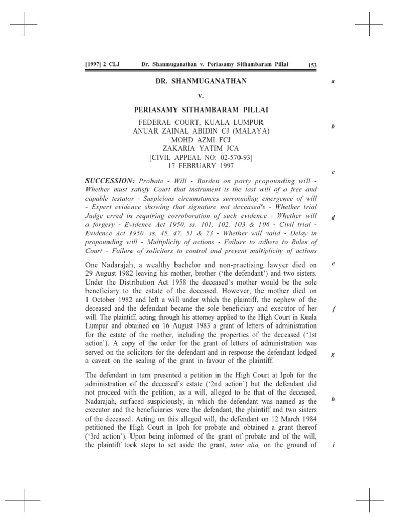 DR Shanmuganathan V Periasamy Sithambaram Pillai | PDF | Probate | Burden Of Proof (Law)