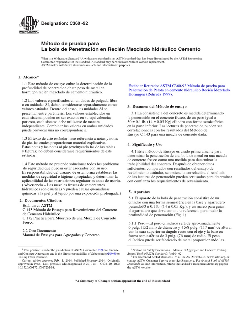 Método ASTM C360 para Penetración en Concreto | PDF | Hormigón ...