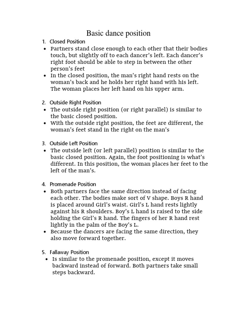 Basic Dance Position | PDF | Dances | Sports