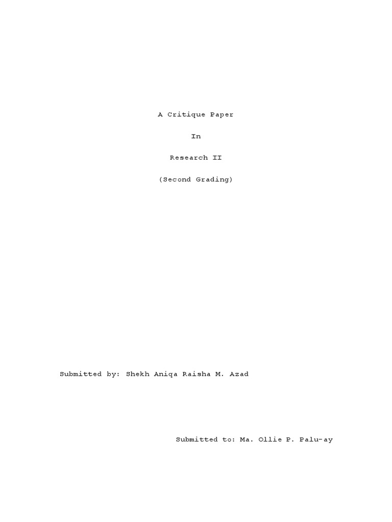 Critique Paper for Research II | PDF