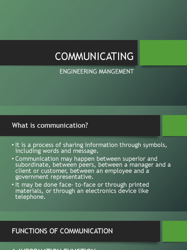 Communicating: Engineering Mangement | PDF | Communication | Information
