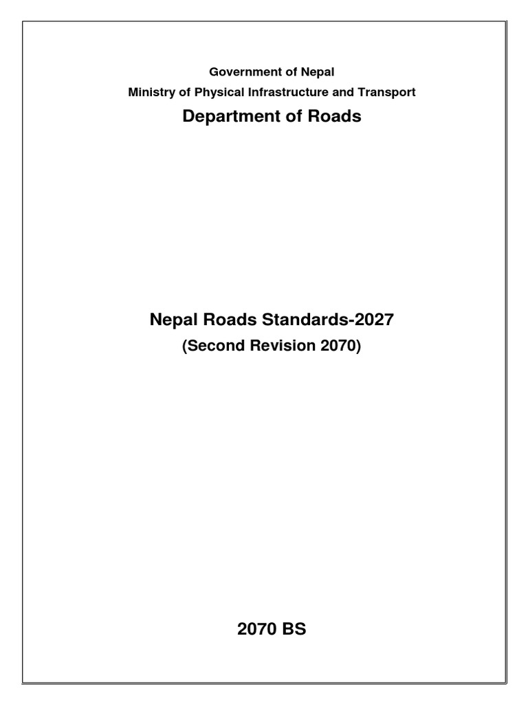 Nepal Road Standard - 2027-Second Revision | PDF | Lane | Road